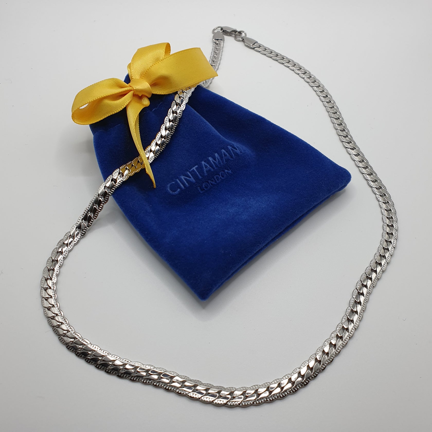 Stainless Steel Detailed Edge Thin Cuban Chain – Cintamani London